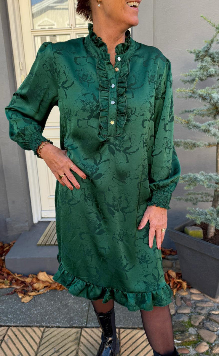 Say INA Copenhagen Kjole - Pia - Green Flower | Rask levering ...